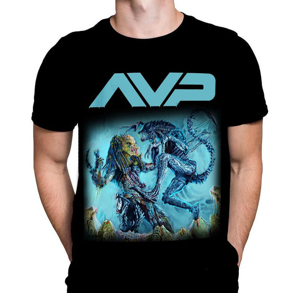 AVP Aliens Vs Predator - Classic Horror Movie T-Shirt by Sebastian Cas ...