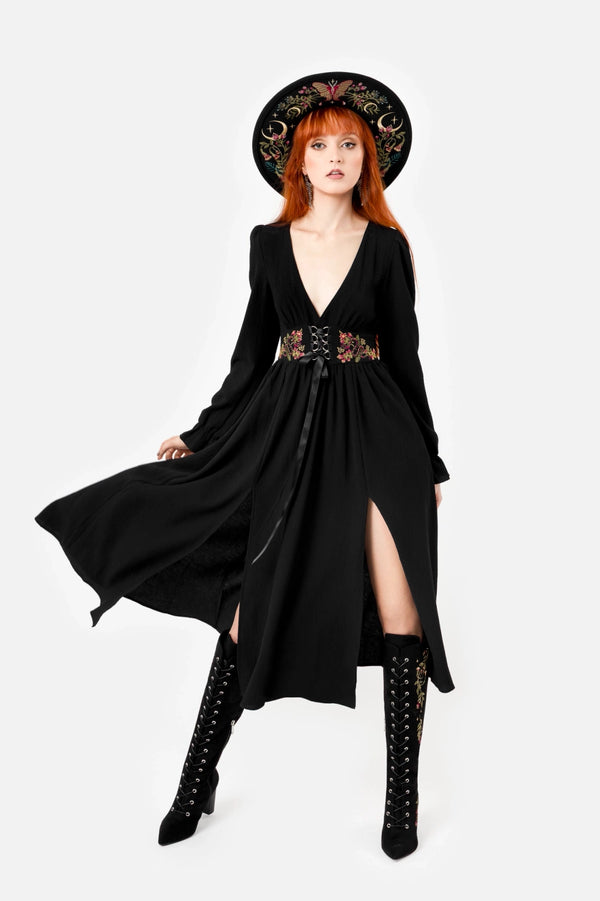 Restyle - Poisoned Petals - Gothic Flared Midi Dress | Gothic Clothing ...