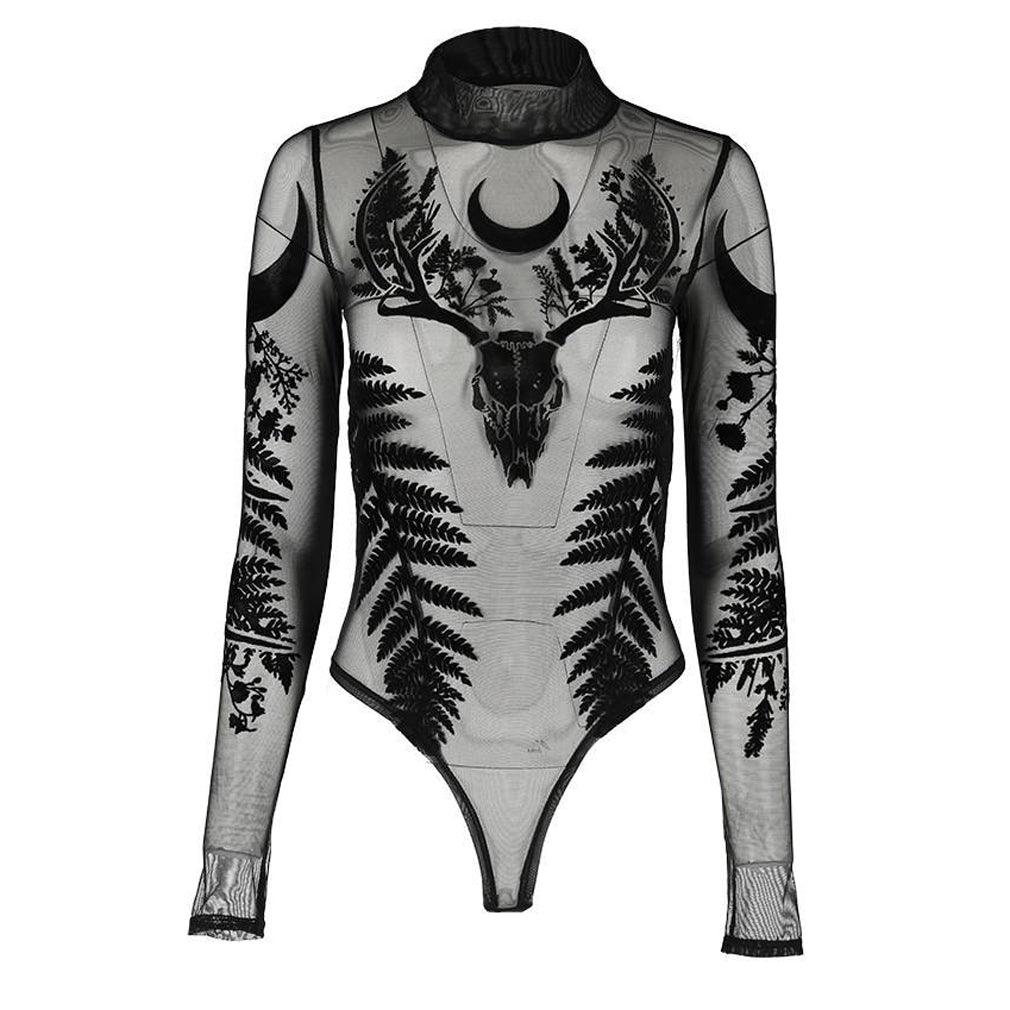 Restyle - Fern - Gothic Bodysuit | Witchy Pagan Fern Design Bodysuit ...