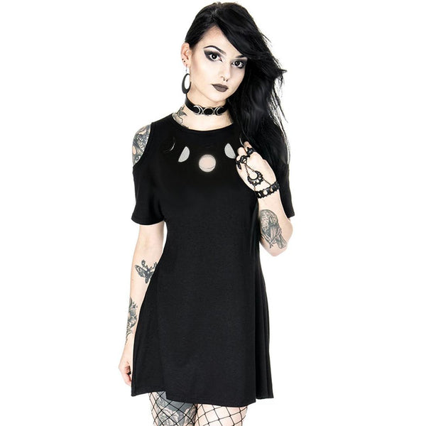 Restyle - Moon Phases - Cold Shoulder Gothic Dress | Gothic Clothing ...